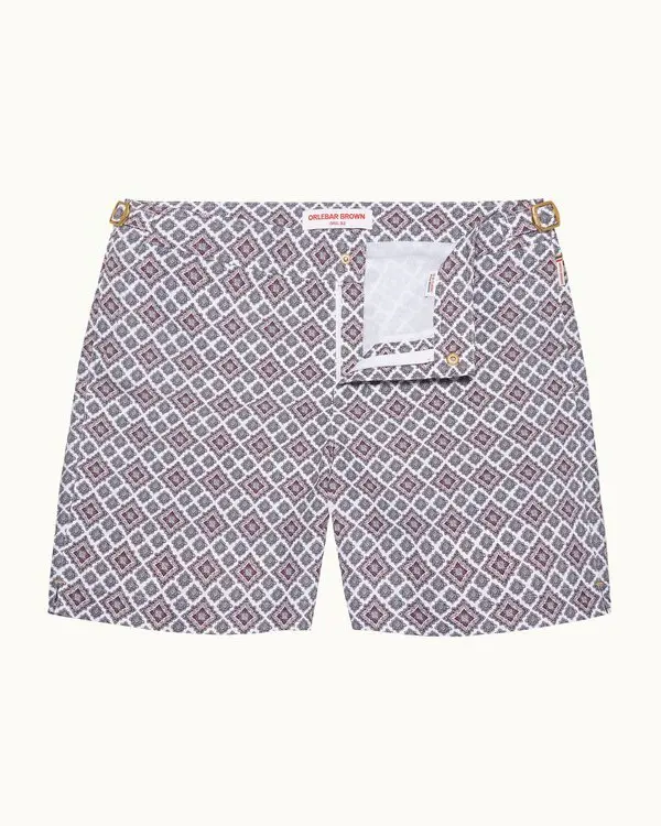 Orlebar Brown Mid-length Paisley Season Print Swim Shorts - Pink Lemonade