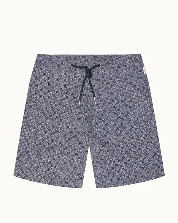 Orlebar Brown Longest-length Alchemy Print Drawcord Swim Shorts In Night Iris - Blue