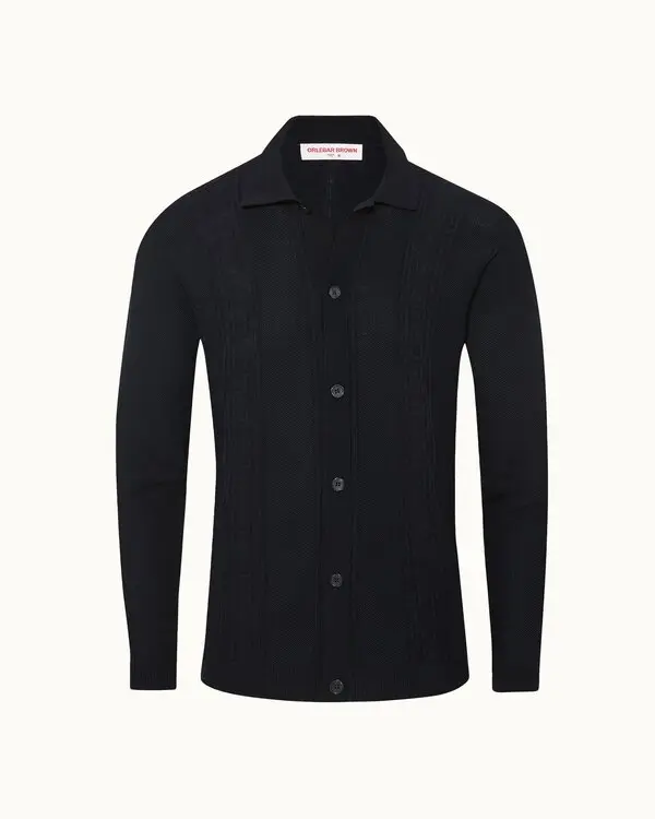 Orlebar Brown Classic Fit Capri Collar Mercerised Cotton Long-sleeve Shirt In Night Iris - Blue
