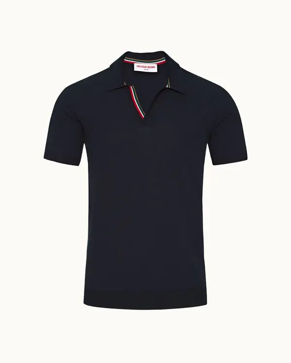 Orlebar Brown Tailored Fit Ob Stripe Tipping Organic Cotton Polo Shirt In Night Iris - Blue