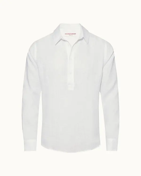 Orlebar Brown Classic Collar Overhead Linen Shirt - White