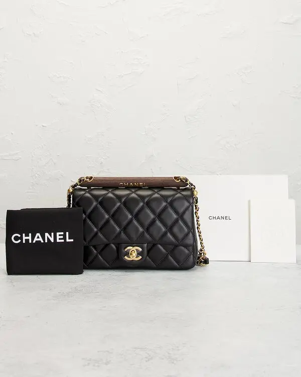 FWRD RENEW Chanel Lambskin Small Wenge Wood Flap Bag