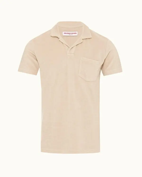 Orlebar Brown 007 Tailored Fit Organic Cotton Towelling Polo Shirt - Taupe