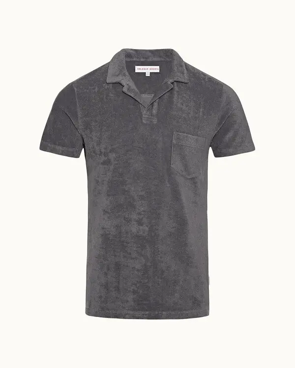 Orlebar Brown Granite Towelling Polo Shirt - Grey