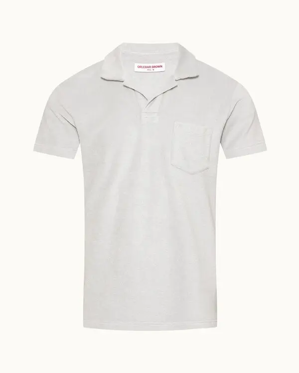 Orlebar Brown Organic Cotton Towelling Polo Shirt - White Jade