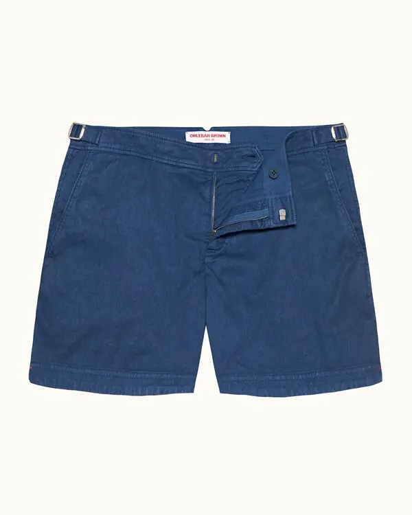 Orlebar Brown Mid-length Gart Dye Linen-blend Shorts Woven In Italy In Colour - Deep Indigo