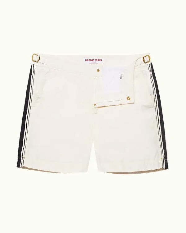 Orlebar Brown Mid-length Border Tape Swim Shorts In Sand