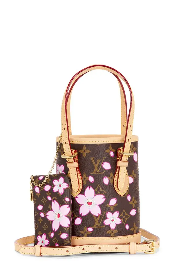 LOUIS VUITTON X Takashi Murakami Monogram Cherry Blossom Nano Bucket Bag In Pink - Sakura Brown