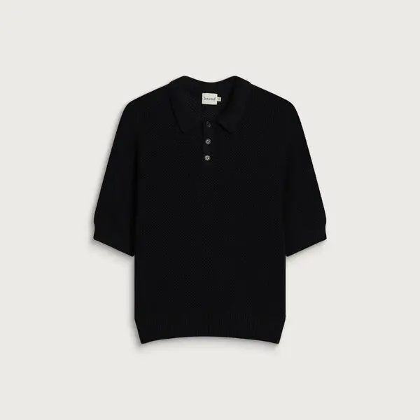 BOUND Crochet Knit Polo - Black