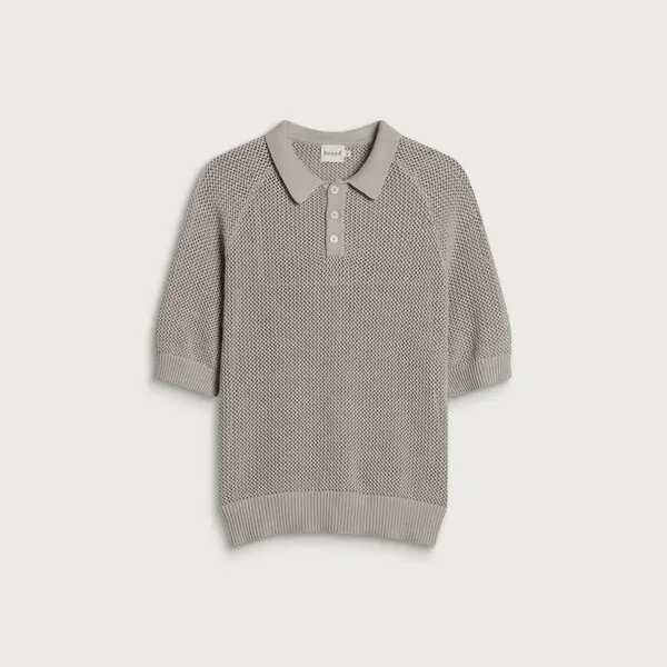 BOUND Crochect Knit Polo - Stone