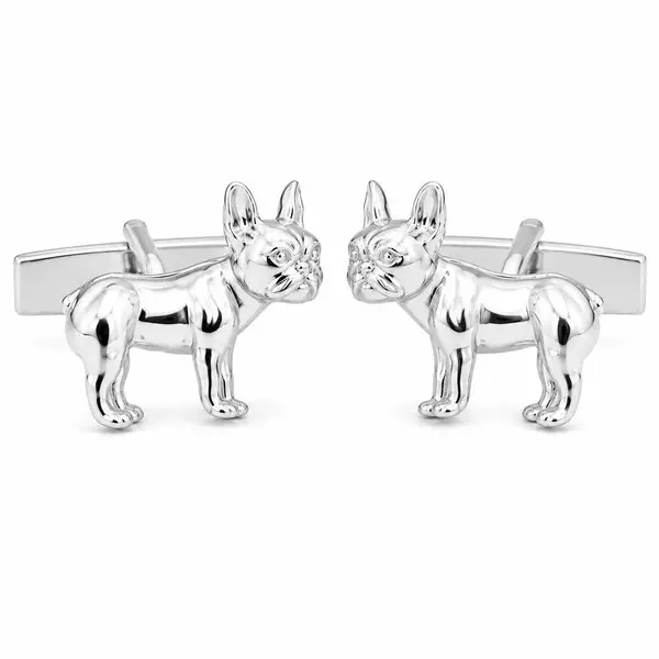 SIMON KEMP JEWELLERS French Bulldog Cufflinks In Solid Sterling - Silver