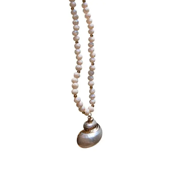 OHSUN White / Pink Belize Shell Necklace Light Pink & Gold