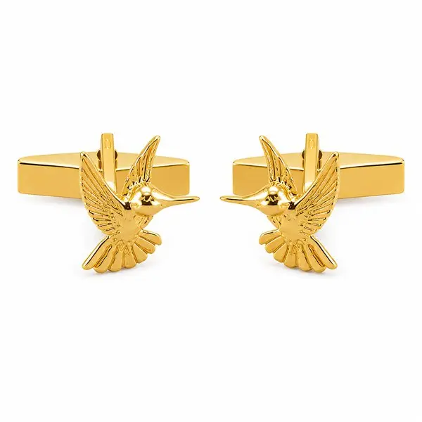 SIMON KEMP JEWELLERS Humming Bird Cufflinks Eighteen Carat On Solid Sterling Silver - Gold