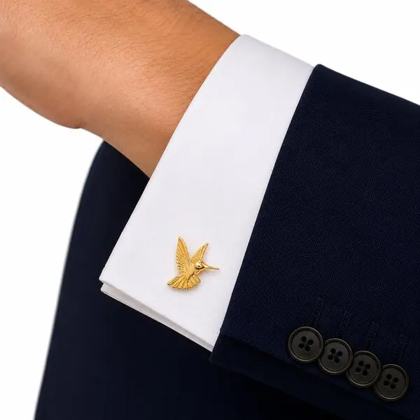SIMON KEMP JEWELLERS Humming Bird Cufflinks Eighteen Carat On Solid Sterling Silver - Gold