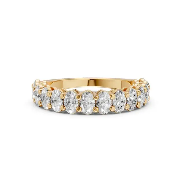 AYA FINE JEWELRY 2 Carat Winifred Igi Certified Oval Lab Grown Diamond Half Eternity Band In Gold - Yellow