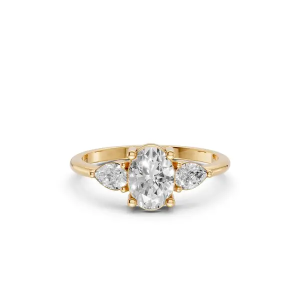 AYA FINE JEWELRY Ottilie Oval & Pear Cut Lab Grown Diamond Three Stone Ring In Gold - Yellow