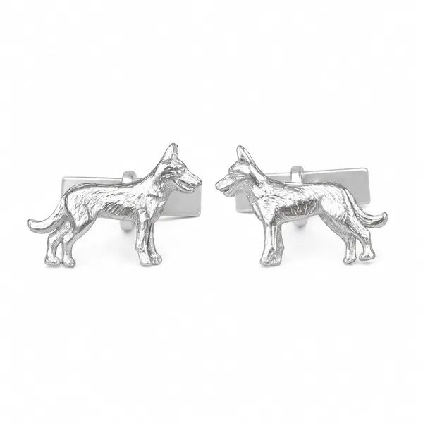 SIMON KEMP JEWELLERS German Shepherd Alsatian Cufflinks In Solid Sterling - Silver