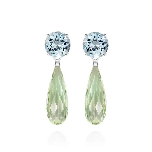 AUGUSTINE JEWELS Green / Blue White Gold Green Amethyst And Aquamarine Drop Earrings - Green/blue