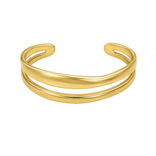 RARE MATTERS JEWELRY Double Row Statement Cuff Bracelet - Gold