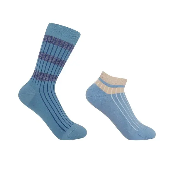 PEPER HAROW - MADE IN ENGLAND Peper Harow "old School" Crew And Trainer Socks Bundle - Blue