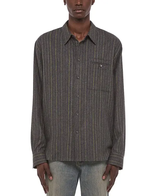 Helmut Lang Relaxed Wool Blend Striped Shirt