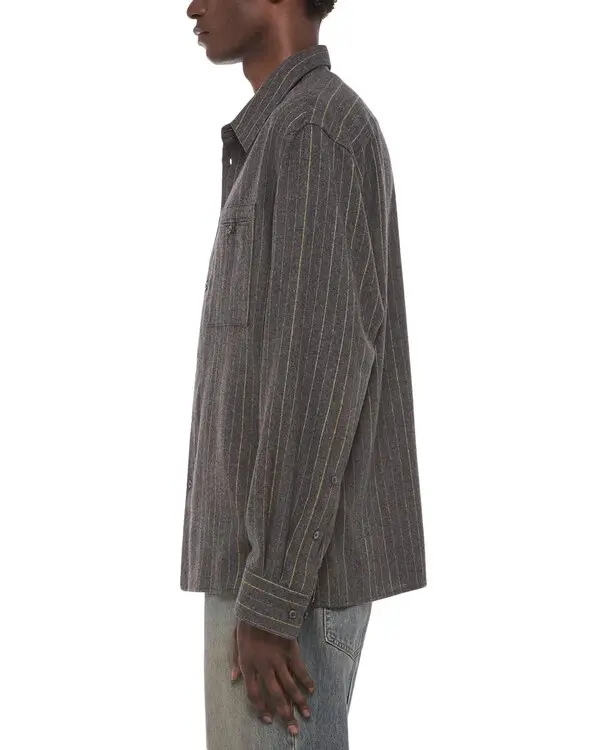 Helmut Lang Relaxed Wool Blend Striped Shirt