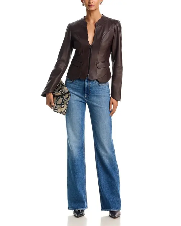 Paige Eunice Collarless Leather Jacket
