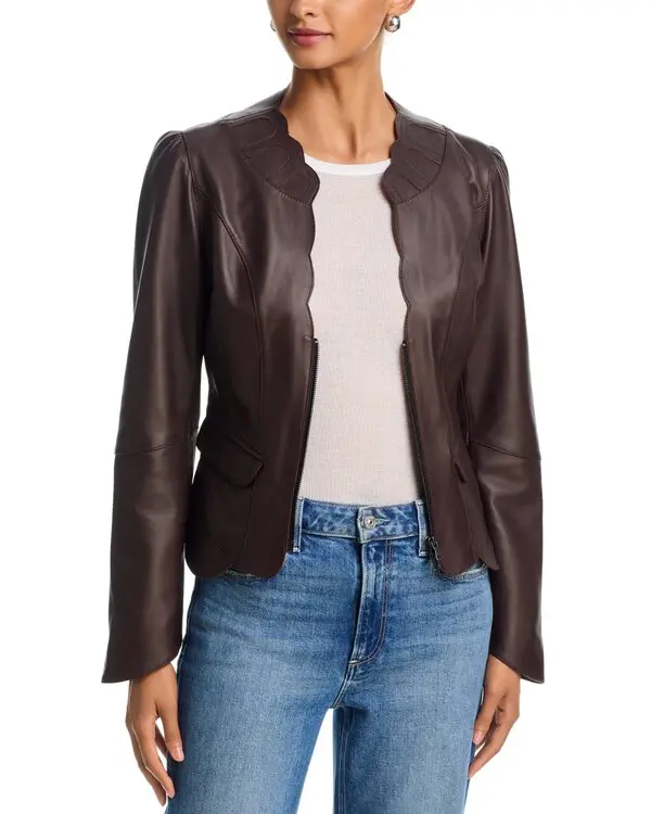 Paige Eunice Collarless Leather Jacket