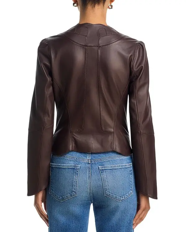 Paige Eunice Collarless Leather Jacket