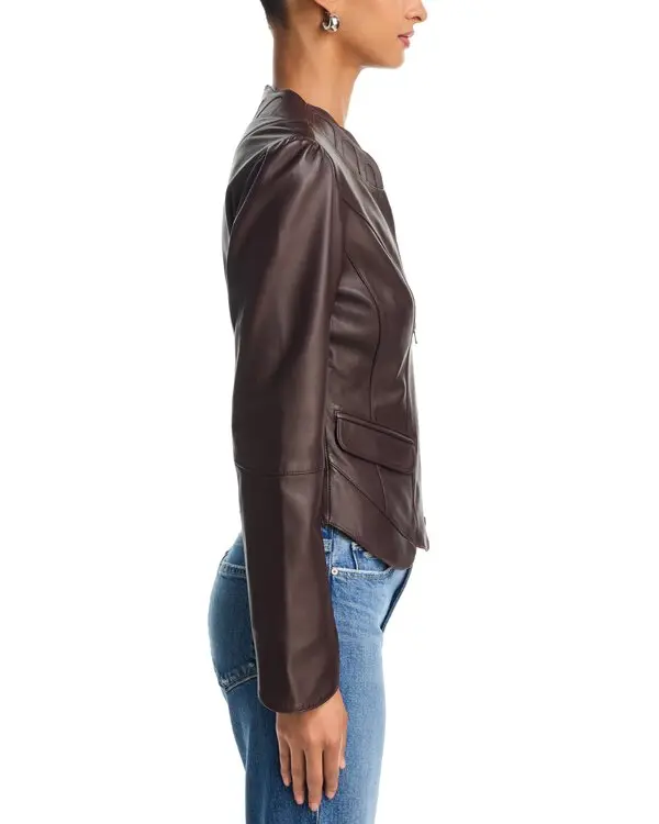 Paige Eunice Collarless Leather Jacket