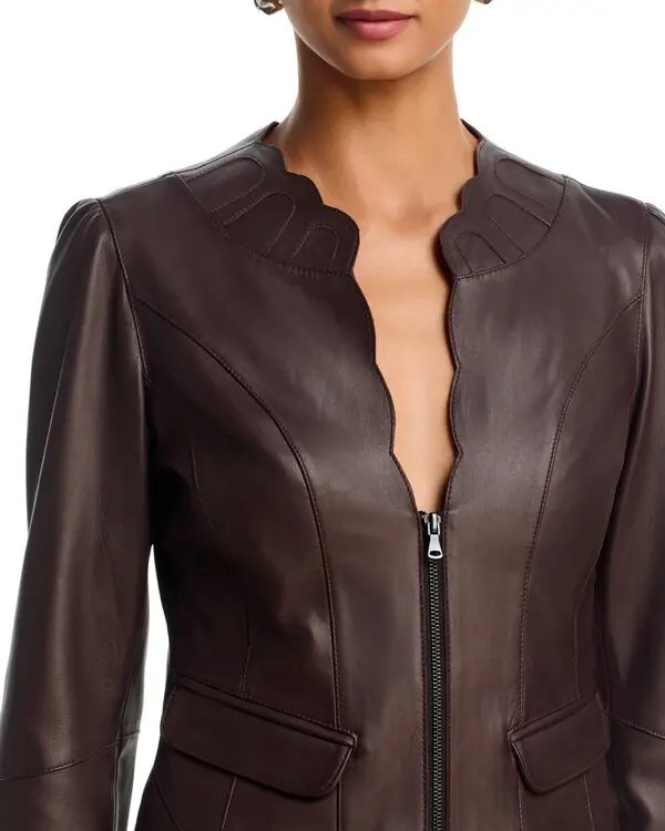 Paige Eunice Collarless Leather Jacket