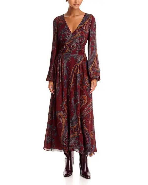 Paige Juna Georgette Maxi Dress - Garnet Multi
