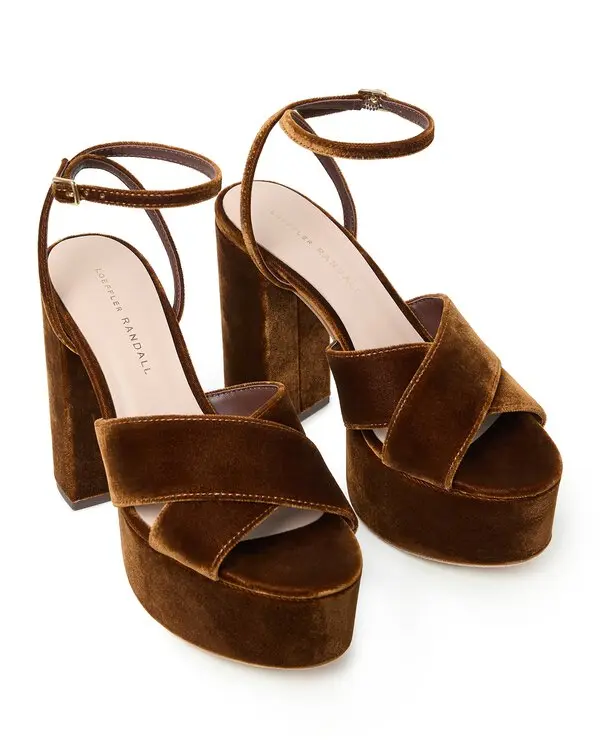 LOEFFLER RANDALL Loretta Velvet Platform Sandals