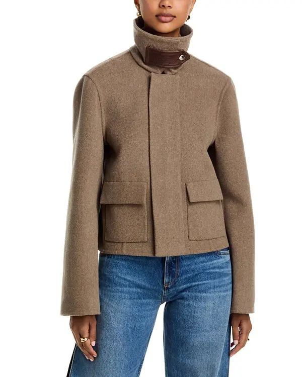 Brandon Maxwell Wool Remi Funnel Neck Jacket