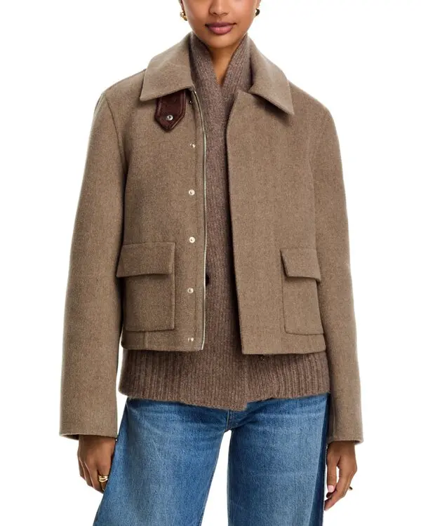 Brandon Maxwell Wool Remi Funnel Neck Jacket