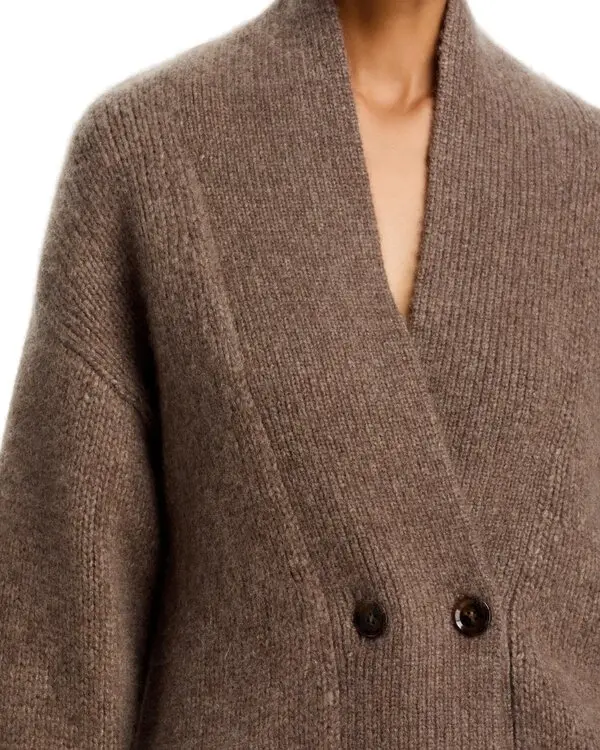 Brandon Maxwell Lowen Cashmere & Silk Double Breasted Cardigan - Truffle