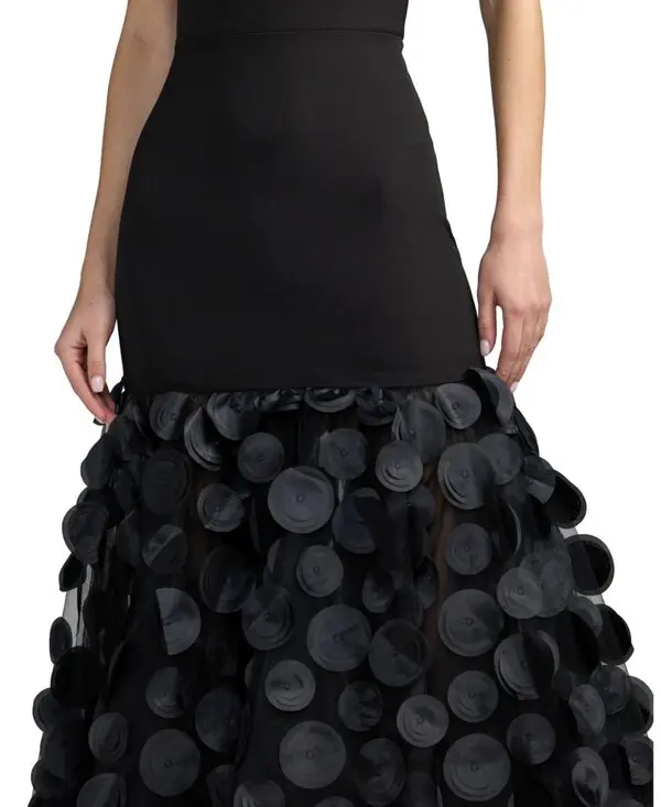 Mac Duggal Crepe Halter Neck Trumpet Gown With Appliqued Sheer Skirt