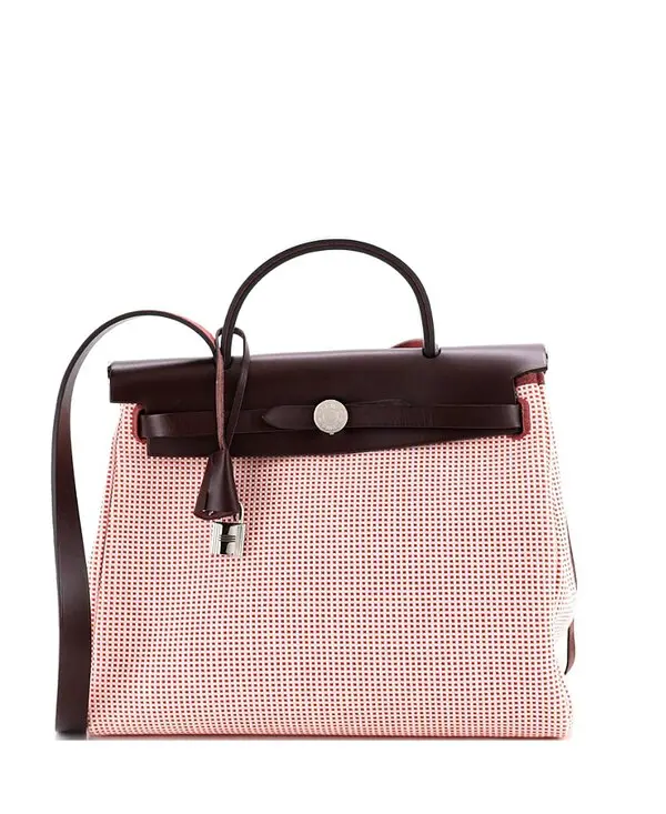 Hermès 31 Herbag Zip Criss Viking Toile And Leather - Burgundy