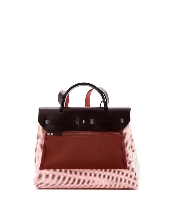 Hermès 31 Herbag Zip Criss Viking Toile And Leather - Burgundy