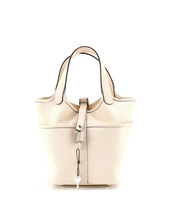 Hermès Pm Cargo Picotin Lock Bag Canvas And Swift - Neutral