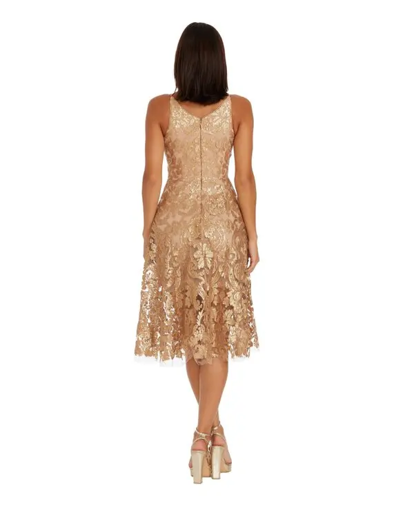Dress The Population Blair Plunge V-neck Sequin Lace Midi Dress