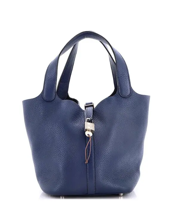 Hermès Mm Picotin Lock Bag Clemence - Blue