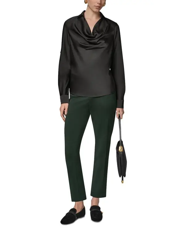 Donna Karan New York Roll Tab Cowl Neck Shirt - Black