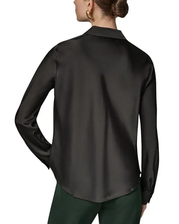 Donna Karan New York Roll Tab Cowl Neck Shirt - Black