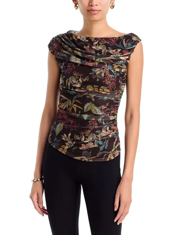 Aqua Draped Mesh Sleeveless Top Exclusive - Multi