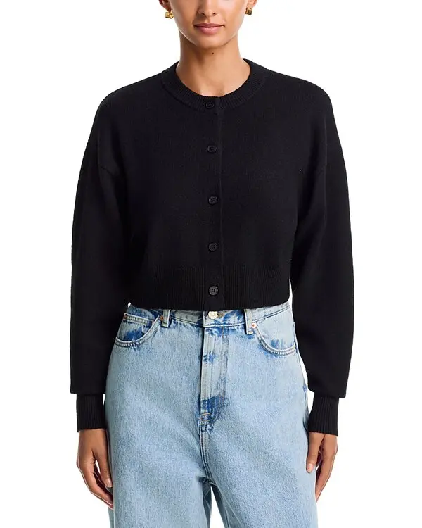 Aqua Neave Cropped Dropped Shoulder Cardigan Exclusive - Black