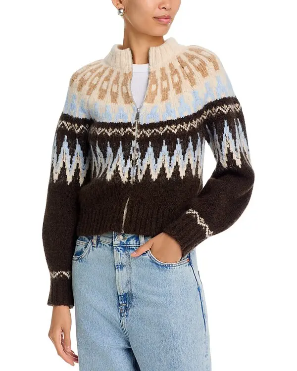 Aqua Fair Isle Zip Front Cardigan Exclusive - Multi