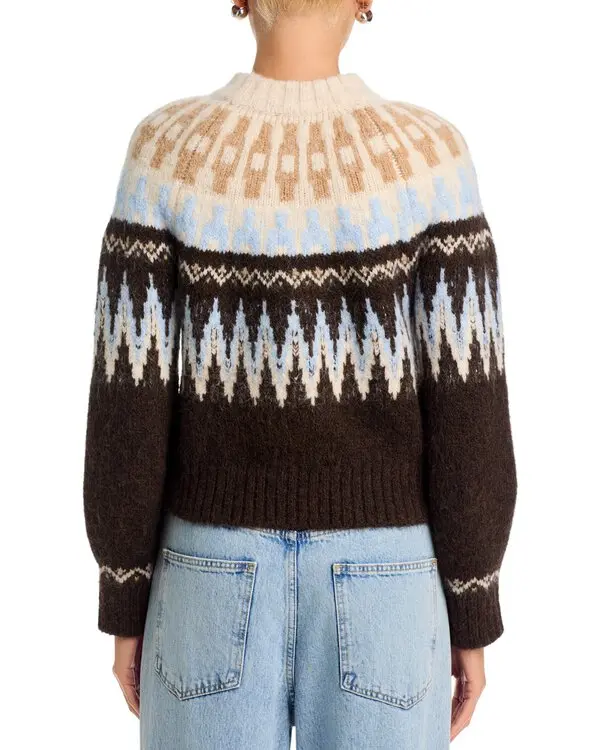 Aqua Fair Isle Zip Front Cardigan Exclusive