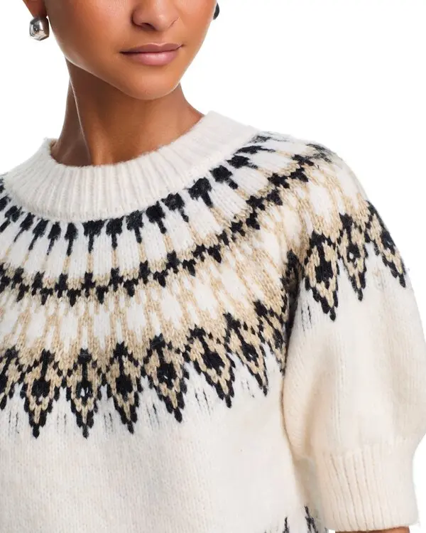 Aqua Short Sleeve Fair Isle Crewneck Sweater Exclusive