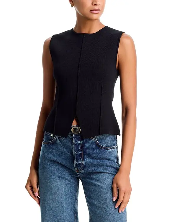 Aqua Fully Fashion Seamed Tank Exclusive - Black
